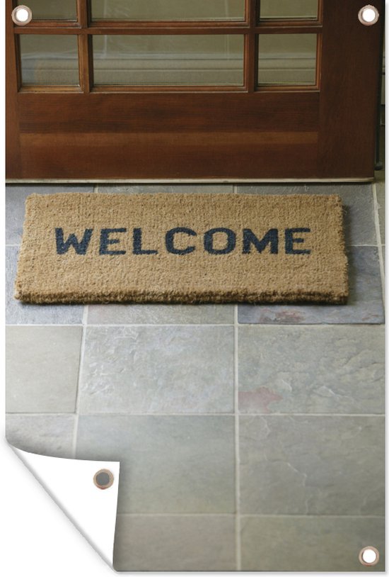Tuindecoratie Een Welkom mat aan de deur - 40x60 cm - Tuinposter | bol.com