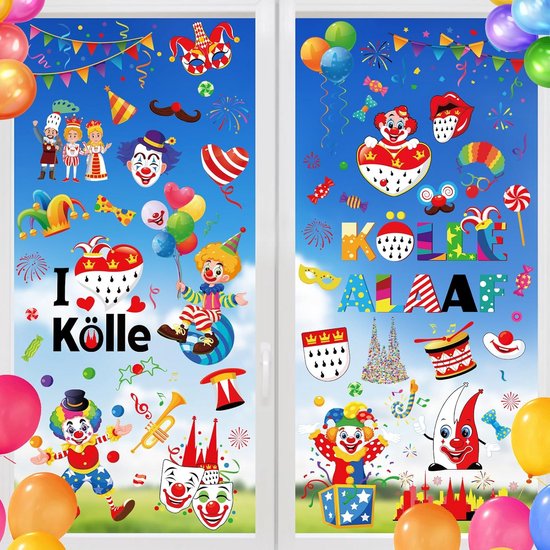 9 Vellen Raamstickers Keulen Carnaval Versiering Met Traditionele ...