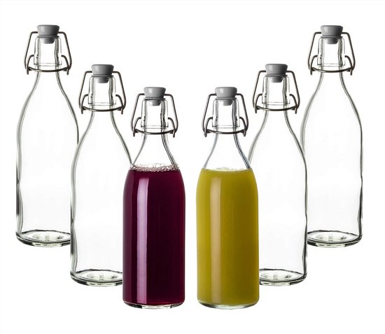 Set van 6 Glazen Flessen met Beugelsluiting 500 ml voor Inmaken en ...
