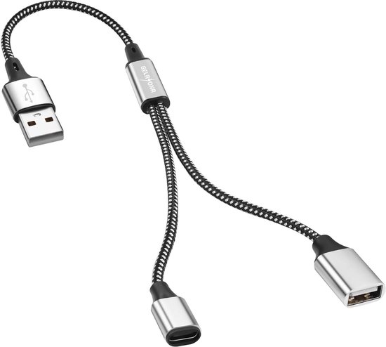 USB A Splitter Kabel 1 naar 2 met USB-C en USB-A Poort – Data & Opladen ...