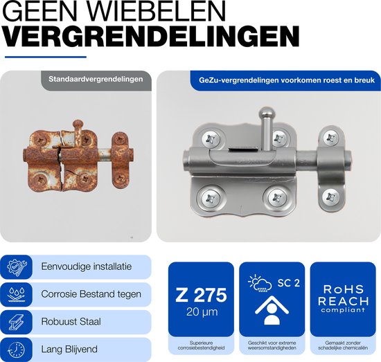 GEZU IMPEX Deurgrendel Gegalvaniseerd Set van 4 40 x 40 mm boutgrendel ...