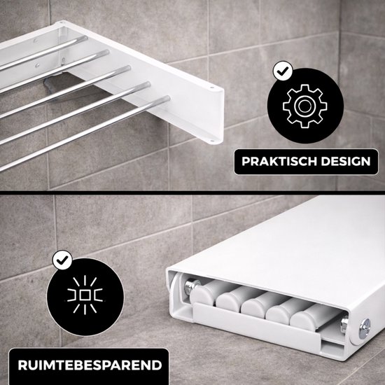 Vonia Wanddroogrek - Wasrek aan de muur - Inklapbaar - 80 x 40 cm - Wit ...