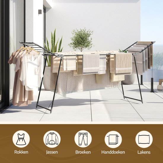 Meisterhome® – Uitschuifbaar Zwart Wasrek - Droogrek – Extra Groot ...