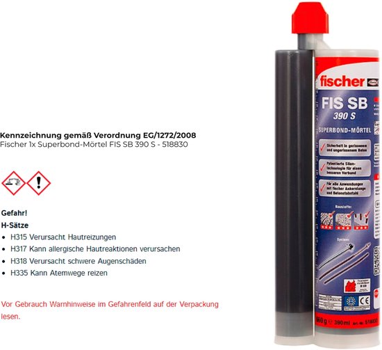 Fischer 1x Superbond mortel FIS SB 390 S - 518830 | bol