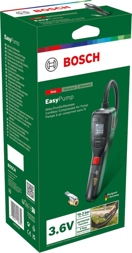 Bosch EasyPump Accupomp - 3.6V Li-Ion - Voor banden, ballen en ...