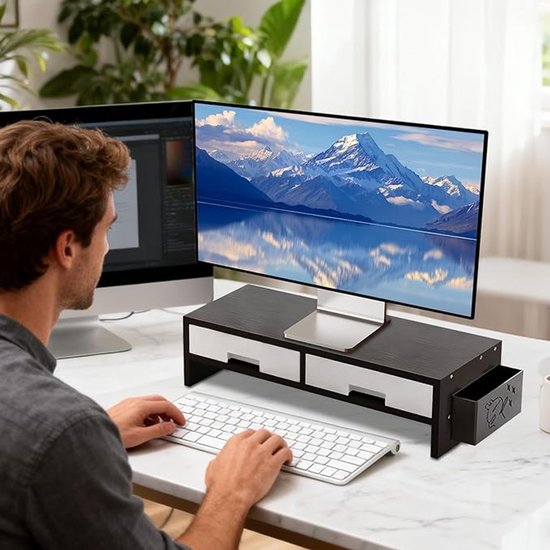 Computer Monitor Verhoger Standaard,Dubbele Lade Organizer | Computer ...