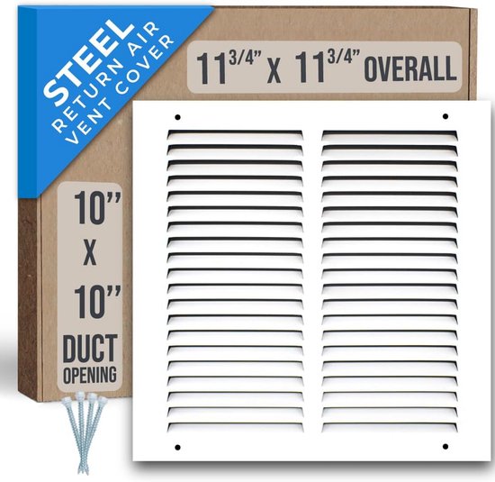 Retourluchtrooster Staal 10x10 inch - Wit Ventilatie Rooster voor ...