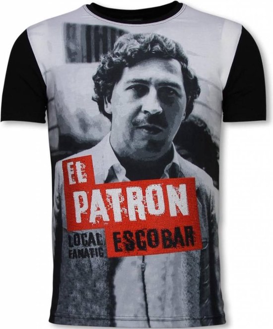 El Patron Escobar - Digital Rhinestone T-shirt - Zwart | bol