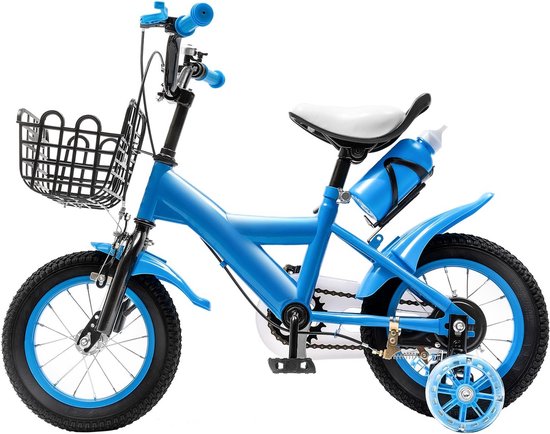 Kinderfiets 12 Inch Jongens Meisjes Fiets met Zijwieltjes, Bidonhouder ...