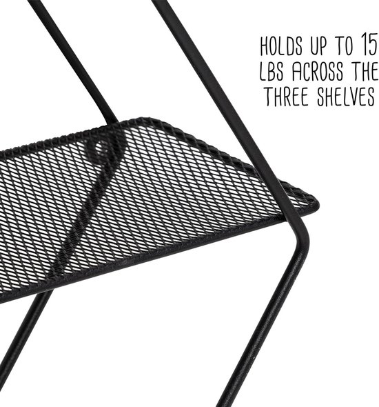 Decoratieve Wandplank Metaal 3 Lagen Diamant Vorm Zwart - Modern ...