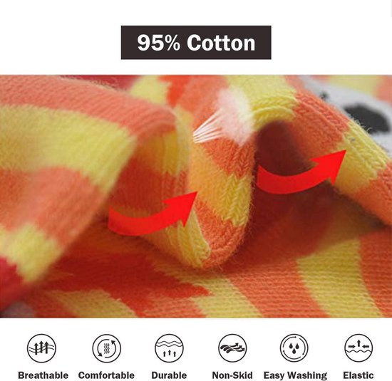 Antislip Sokken voor Peuters en Baby's - 12 Paar met Katoen en Cartoon ...