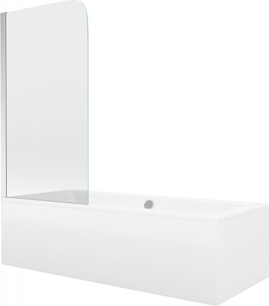 Mexen Cube rechthoekig bad 180 x 80 met ombouw en 1-delige scherm 80 ...