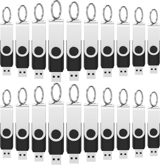 100 Stuks USB 2.0 Geheugenstick 4GB met Sleutelringen, Draaibare ...