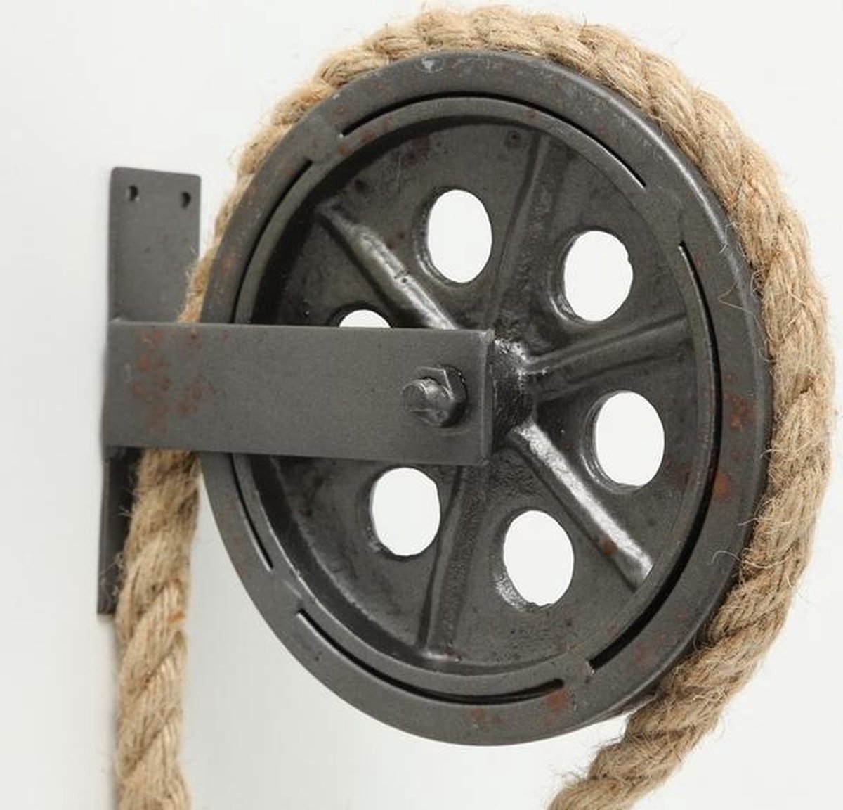 Kapstok - Muurdecoratie - 60 cm - Metaal - industrieel - Zwart - Rol ...