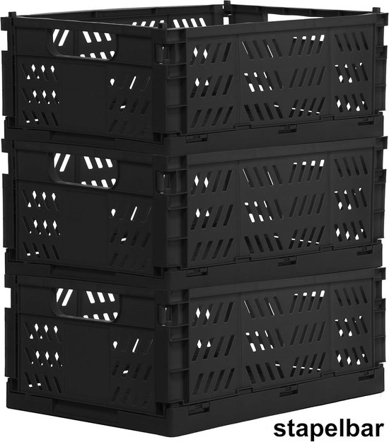 2-delige opvouwbare klapbox 35 x 23 x 14 cm - zwart | bol