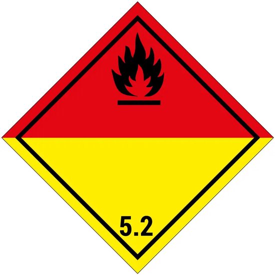 ADR klasse 5.2 organische peroxiden sticker - 20 x 20 cm | bol