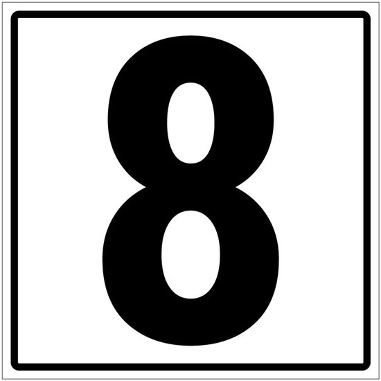 Cijfer 8 bord - Dibond - 30 x 30 cm | bol