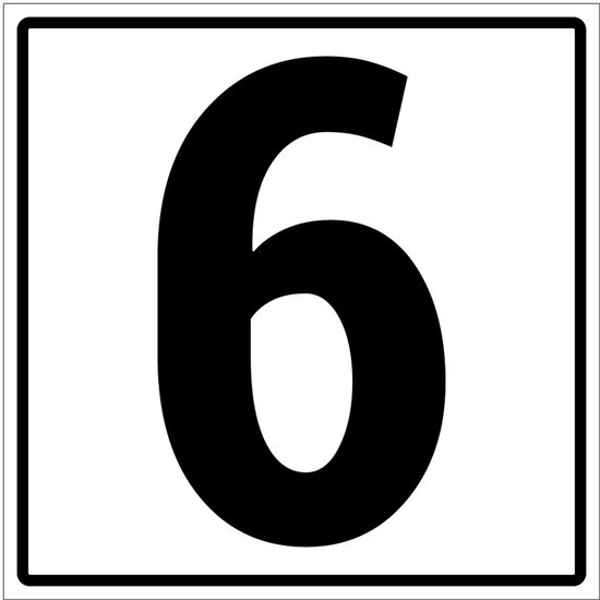 Cijfer 6 sticker - 30 x 30 cm | bol