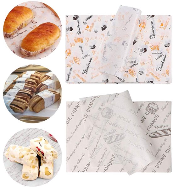 cadeaupapier voor bakken, 200 vellen inpakpapier, bakpapier, vetvrij ...