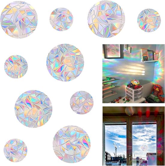 10 Prism Window Stickers - Bird Protection voor Glaspanelen - Regenboog ...