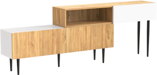 Moderne tv-kast met verstelbare lengte, modulair 2-delig design ...