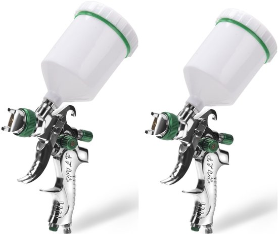 2 x HVLP Aflakpistool Het zwaartekrachtpistool 1.4 nozzlles +1.7 ...