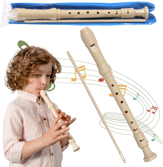 KUNSTSTOF Blokfluit IN KOFFER, 8 gaten + schoonmaakinstrument ...