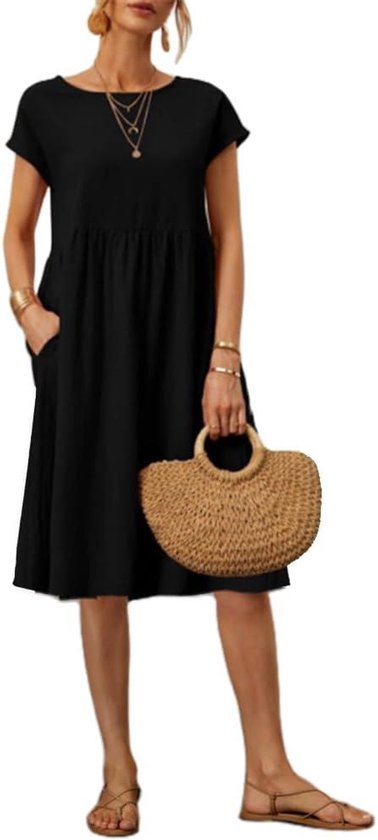 Beach dress met Bloemenprint | Lange Zomerjurk | Korte Mouwen | V-hals | Casual Jurk |... | bol