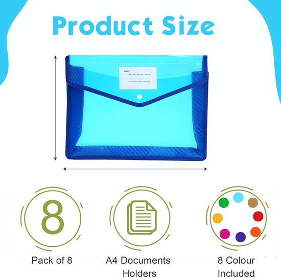 8 stuks Documentenvakken A4 - Driedimensionale map voor documenten met ...