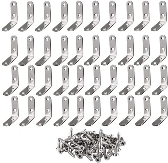 40-delige hoekbeugel set voor stevige montage van planken en meubels - roestvrij staal... | bol