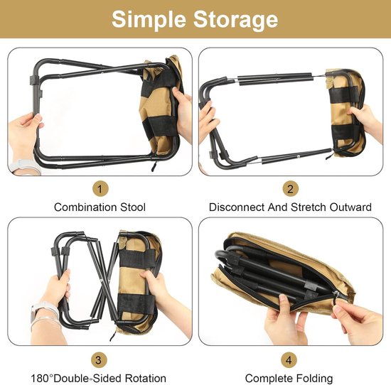 Allecto Plus - Draagbare campingkruk 285 cm met opbergzak en voetenbank ...