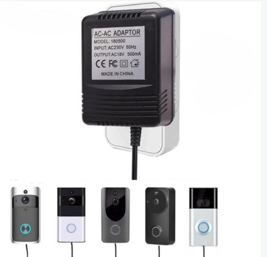 Video deurbel adapter - Voeding voor Eufy en Ring deurbel - 230V-18V ...