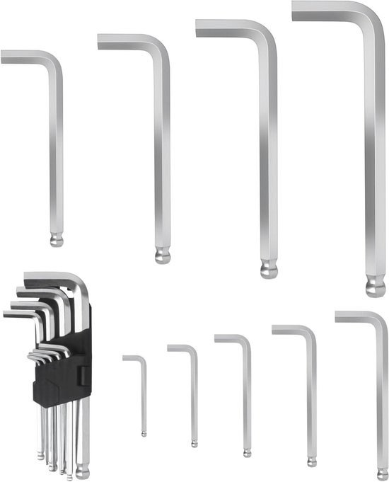 Inbussleutelset 9 stuks metrisch 15-10 mm - Cr-V-staal - kogelkop ...