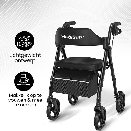 Medisure Rollator - Rollators - Rollator Lichtgewicht en Opvouwbaar - Draagkracht 150... | bol