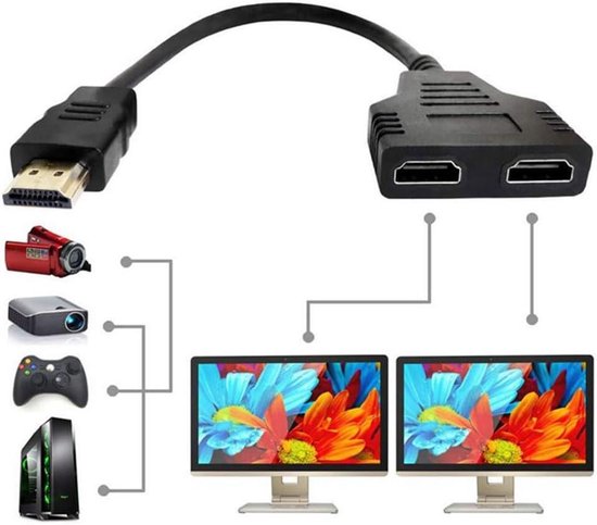 1080p HDMI splitter stekker naar dual HDMI-aansluiting - voor HDTV en ...