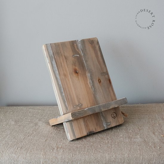 Rustieke houten kookboekstandaard whitewash – Vintage boekenhouder ...