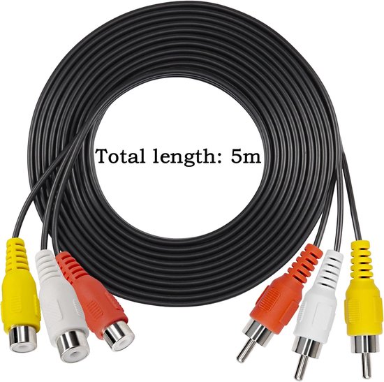 3RCA AV Extension Cable - 3 RCA Plug to 3 RCA Jacks - Audio Video ...