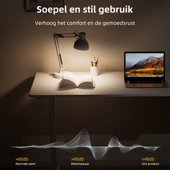 HOMAVO Elektrisch zit-sta bureau - 120x60cm - Wit - Geheugenfunctie ...