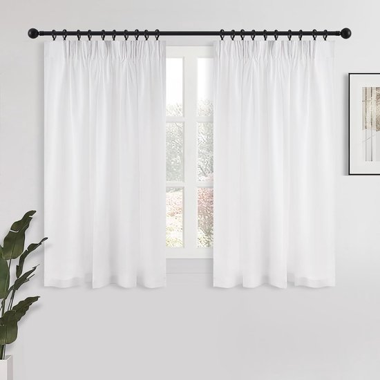 Gordijn - 2 stuk - met haken - transparant - 145*132cm - wit | bol