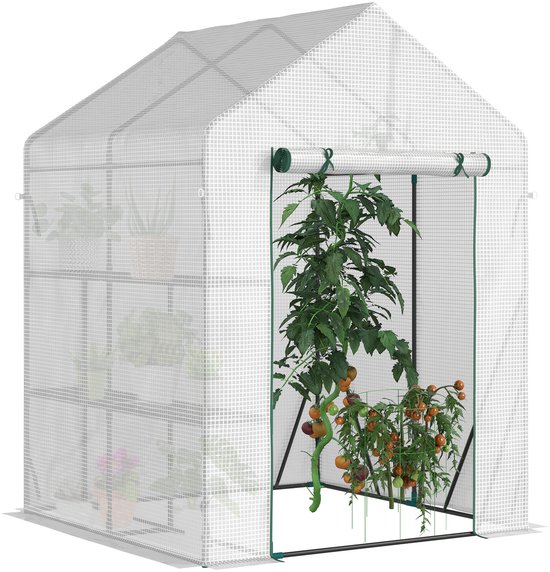 Outsunny - Foliekas - PE-Kunststof - Wit - 143L x 143B x 195H cm | bol