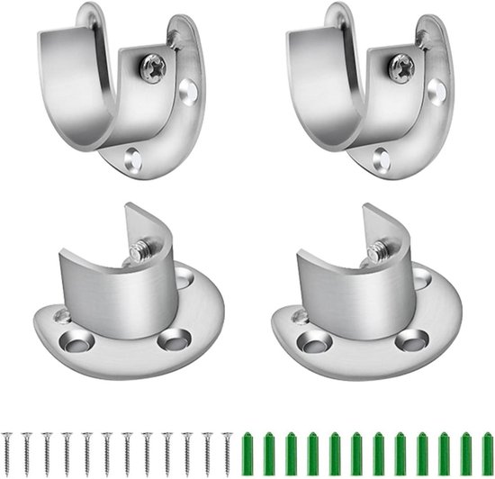 Allecto Plus - Set van 4 U-beugels voor Kledingstangen 28mm - RVS ...
