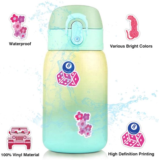 Inovra Plus - 120 stuks Roze Vinyl Stickers Pack voor Waterfles en ...