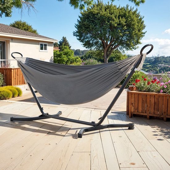 SONGMICS Hangmat met frame, 210 x 150 cm, verstelbaar in 5 ...