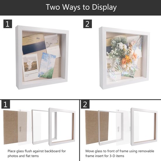 Shadow Box Frame 12x12 Vitrine - Memorabilia en Foto's - Wit | bol