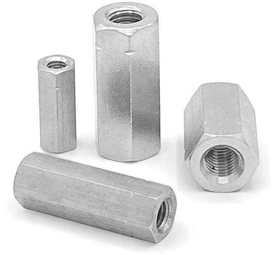 Roestvrijstalen lange moer (M16 x 40, 10 stuks) hexagonale kop ...