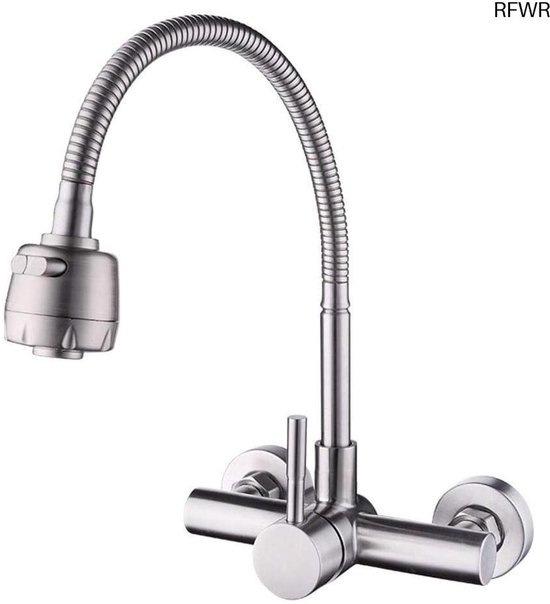 RFWR® Roestvrijstalen wandmontage keuken waterkraan met 360 graden ...