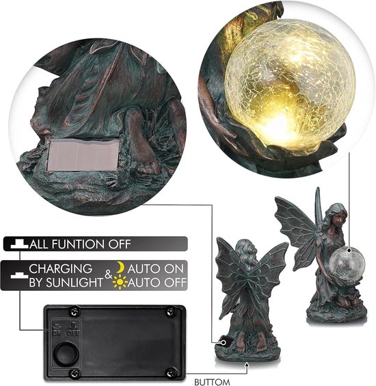 Outdoor Garden Decoration - Solar Glass Balls 26cm Elves Angel Garden ...