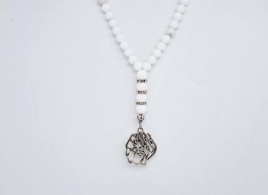 Handgemaakte Natuurstenen Autohanger "Witte agaat"- Met metalen hanger ...