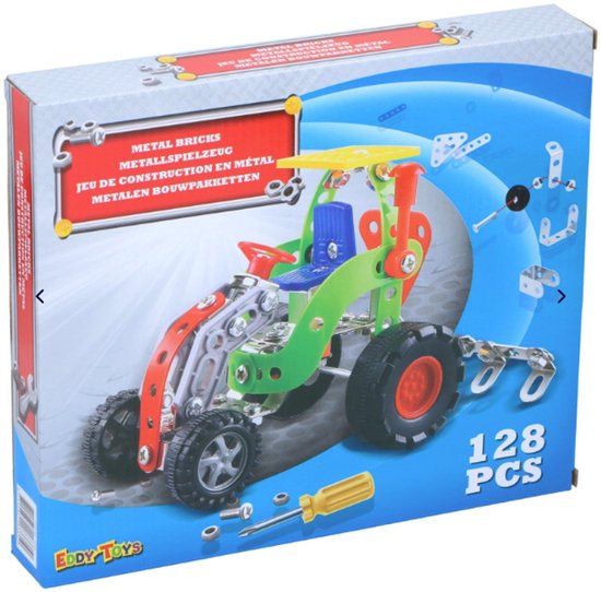 EDDY TOYS Metalen Blokken Bouwset – Maak je Eigen tractor – 128 -Delig... | bol