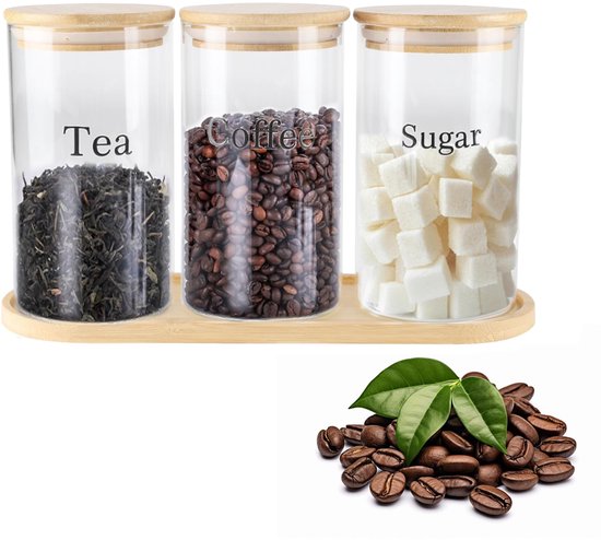 Set van 3 glazen opbergdozen met bamboe deksels – luchtdicht voor ...